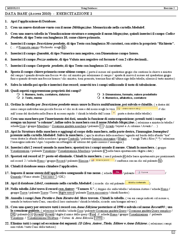 Esercitazione Access 2 | PDF