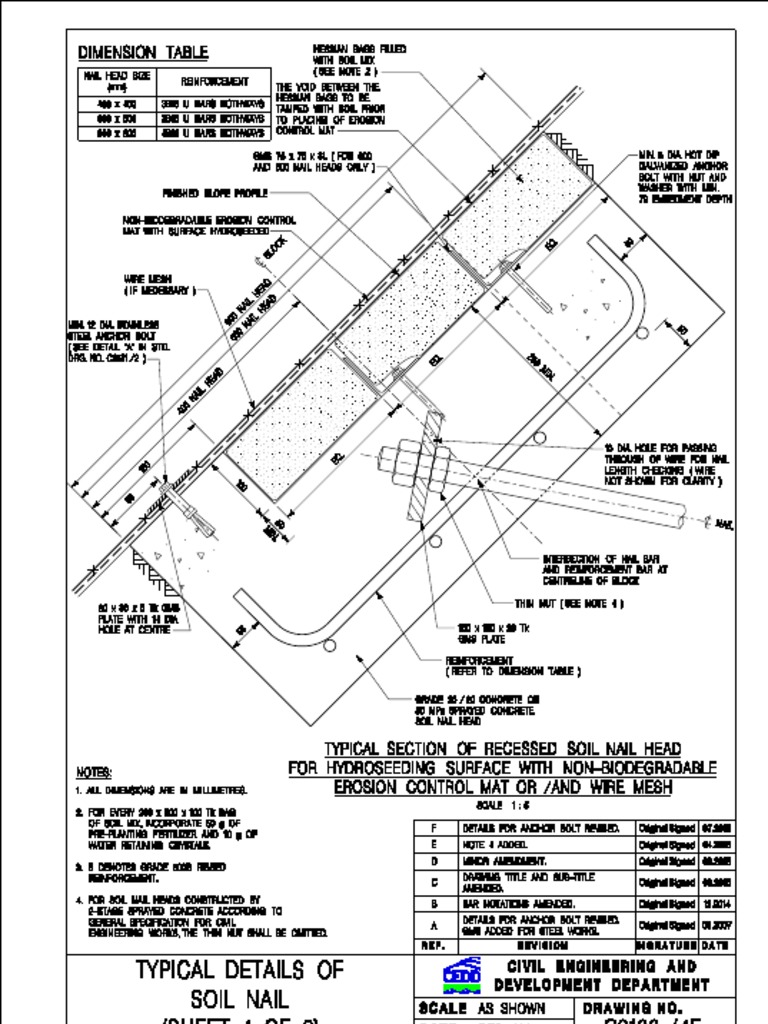 Typical Details of Soil Nail (Sheet 4 of 8) : Dimension Table | PDF ...