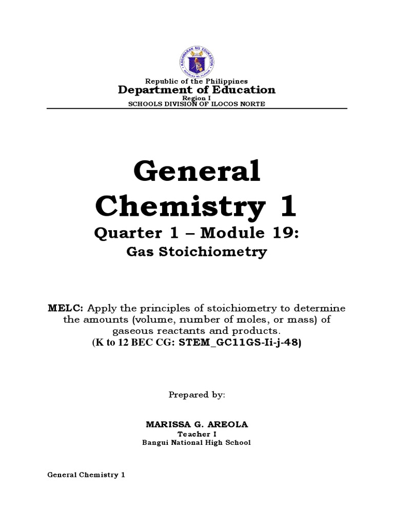 General Chemistry Module 19 | PDF | Mole (Unit) | Stoichiometry