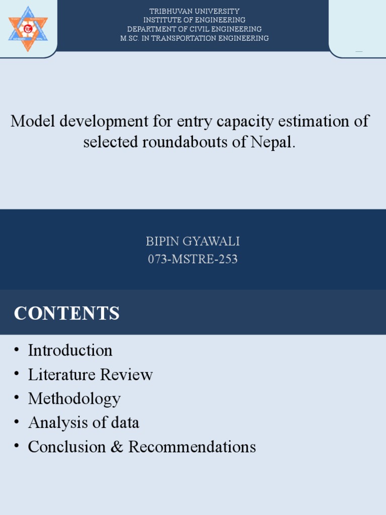 Model Development For Entry Capacity Estimation of Selected Roundabouts of Nepal | PDF ...