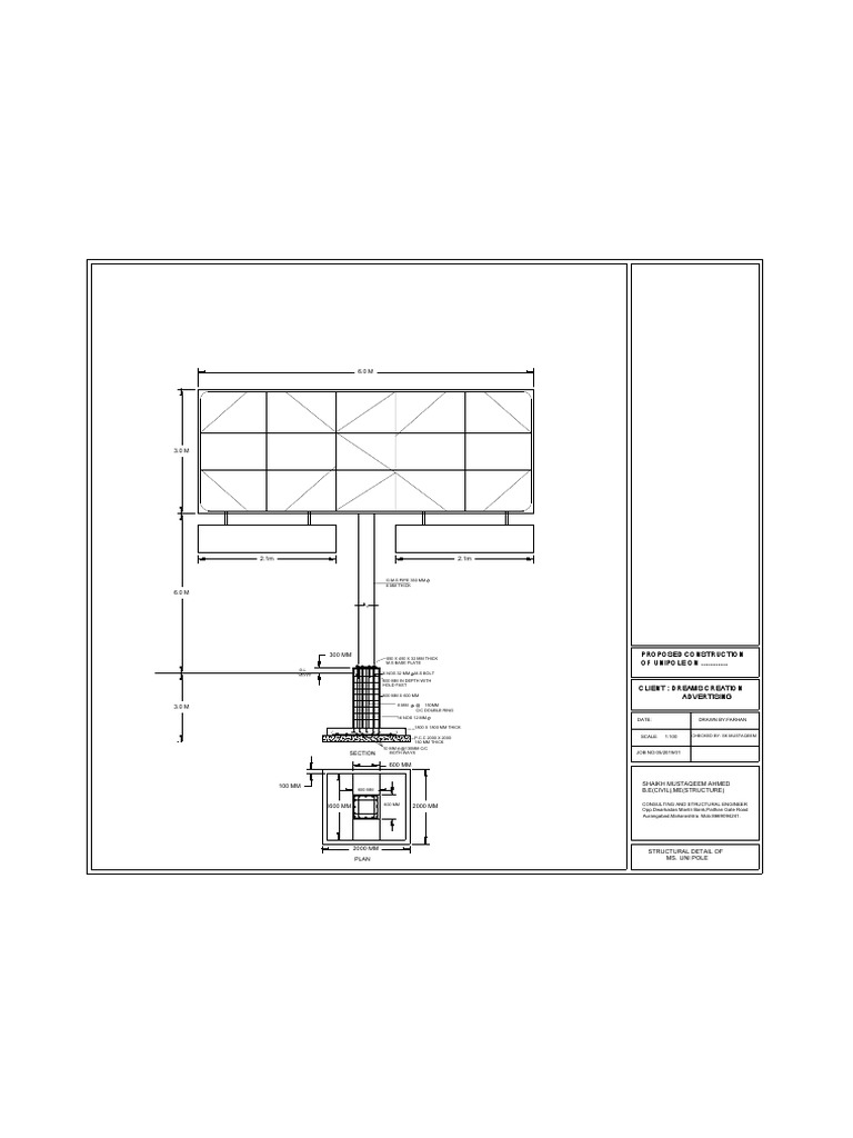 Proposed Construction OF UNIPOLE ON ............. : Date: Drawn By ...