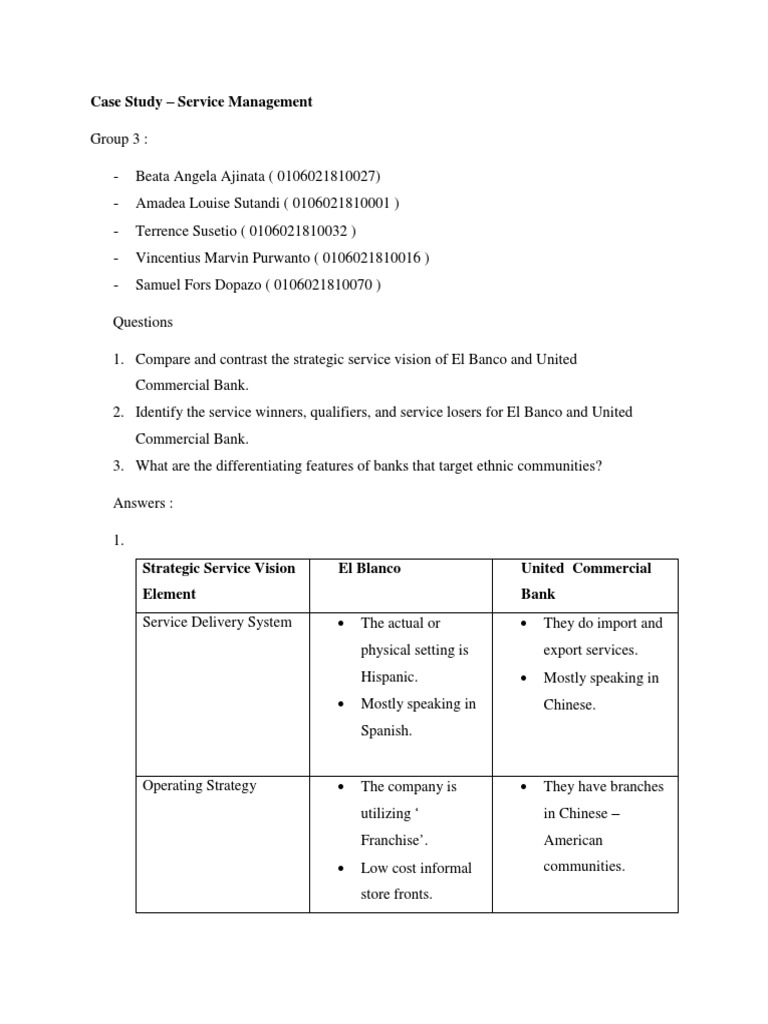 Case Study-Service Management | PDF | Banks | Financial Services