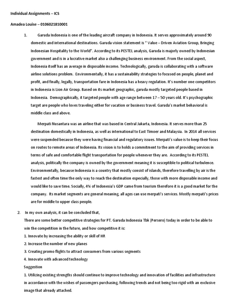 Individual Assignments - ICS Amadea Louise - 0106021810001 | PDF | Business | Economies