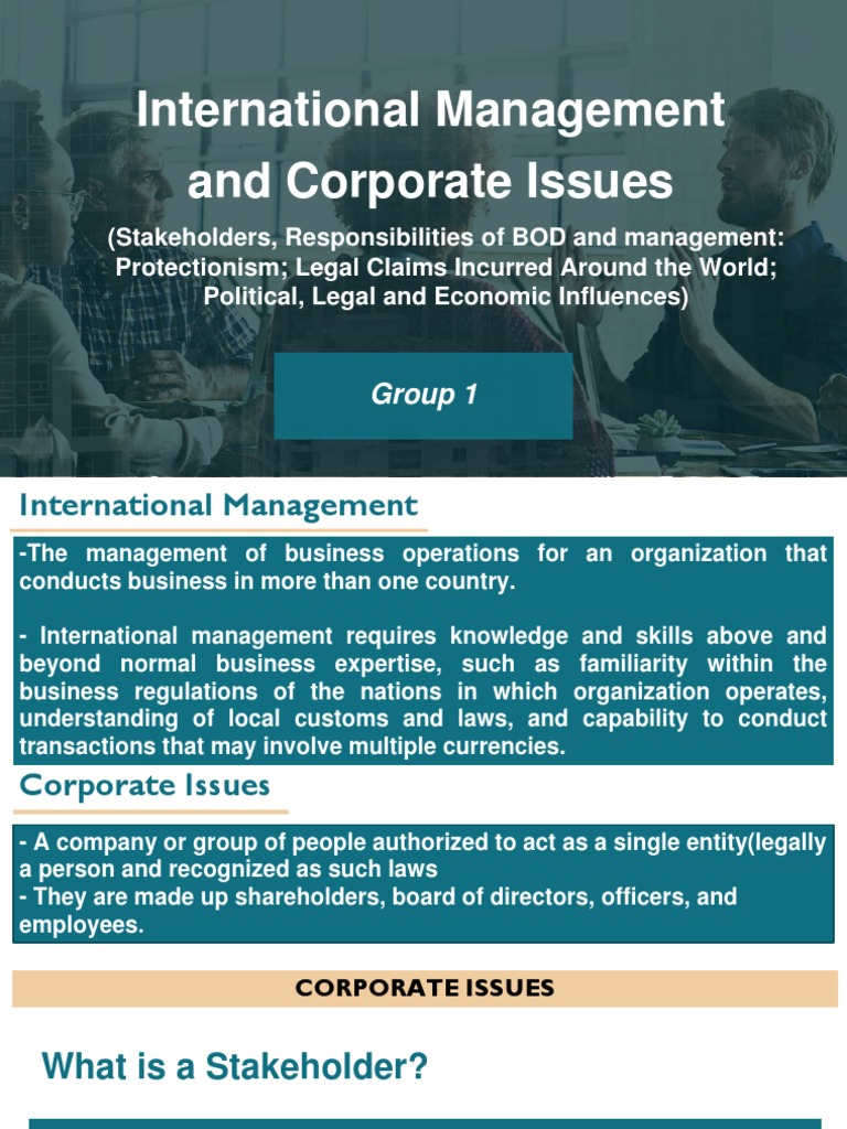International Management and Corporate Issues: Group 1 | PDF | Taxes ...