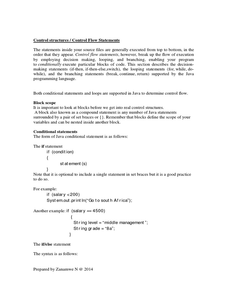 Control Structures / Control Flow Statements | PDF | Control Flow | Boolean Data Type