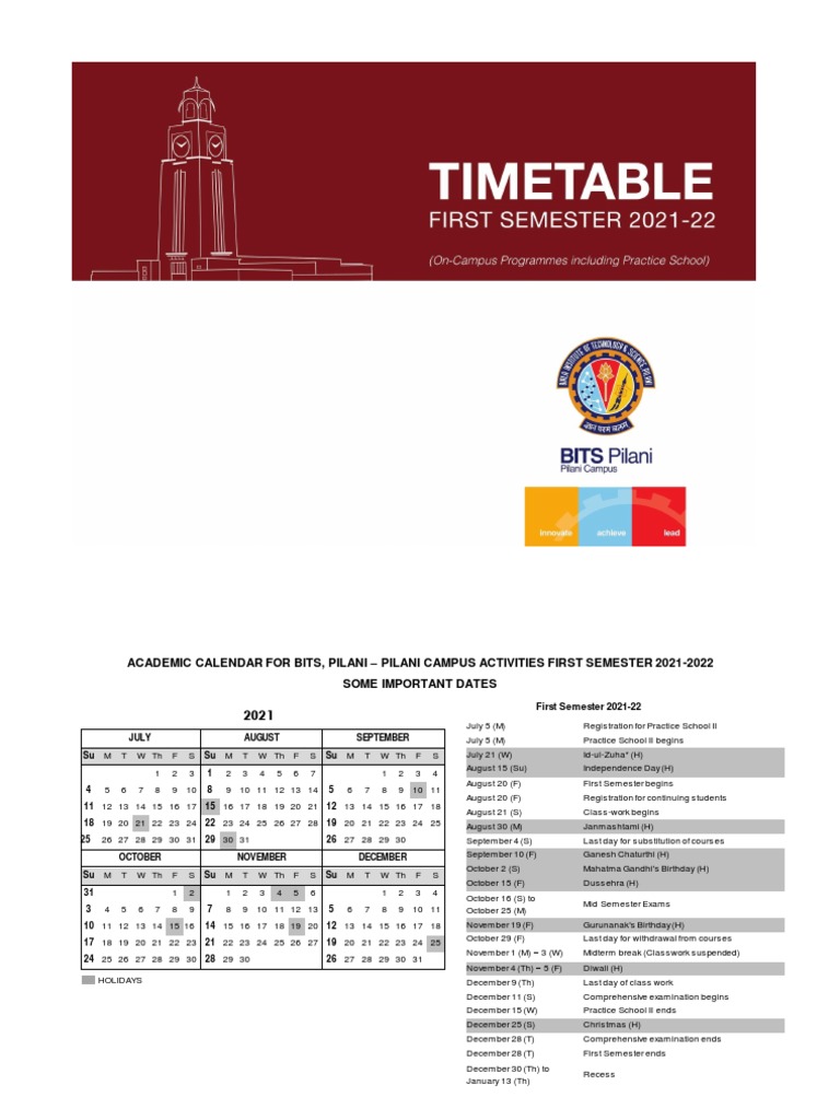 Timetable 01 Sep 2021 | PDF | Academic Term | Test (Assessment)