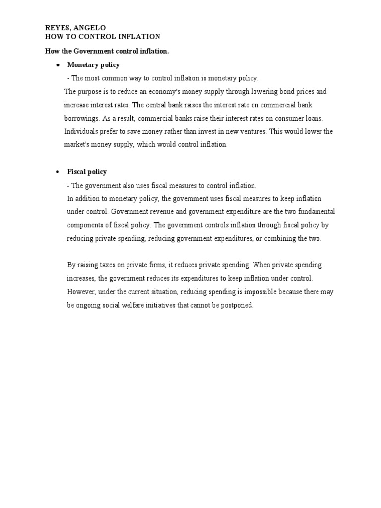 How To Control Inflation | PDF