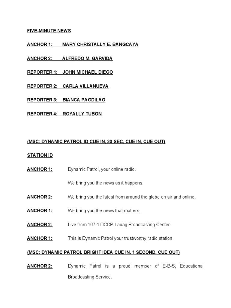 Script Radio Broad (AutoRecovered) | PDF | Government