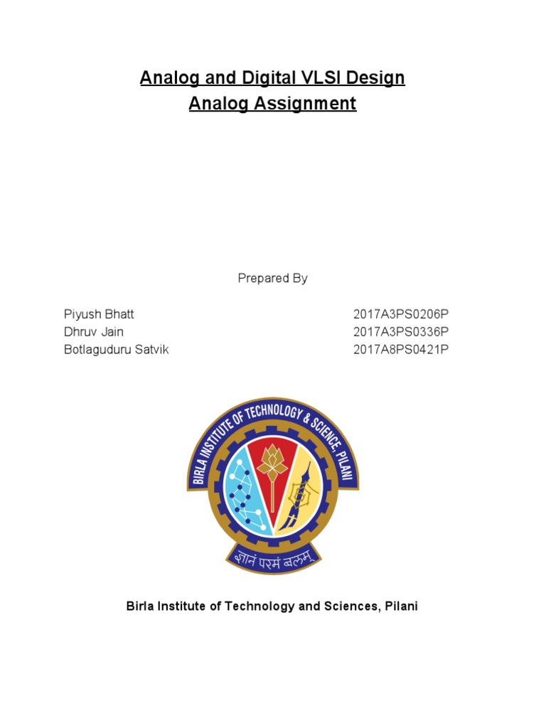 Analog and Digital VLSI Design Analog Assignment | PDF | Amplifier | Operational Amplifier