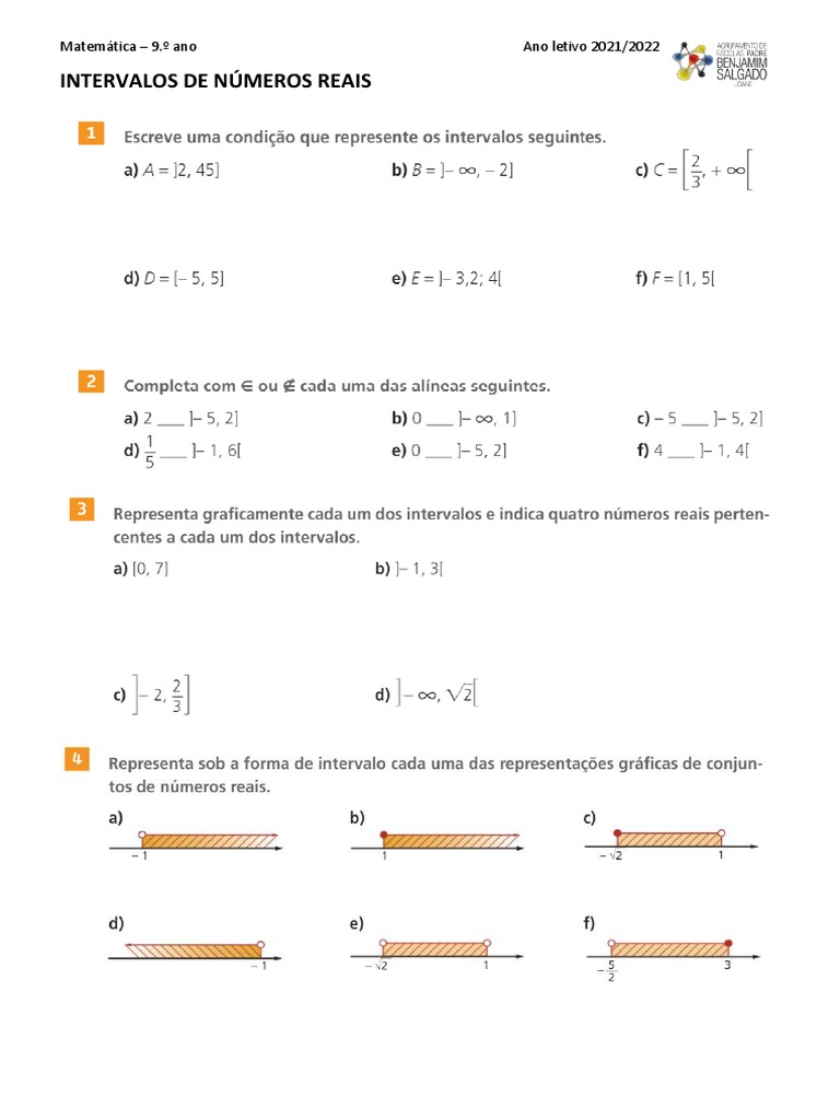 Intervalos de Números Reais | PDF