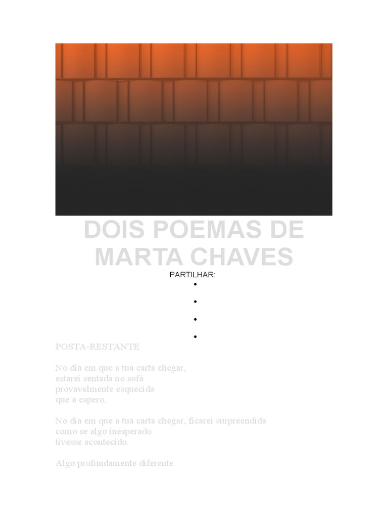 Dois Poemas de Marta Chaves | PDF