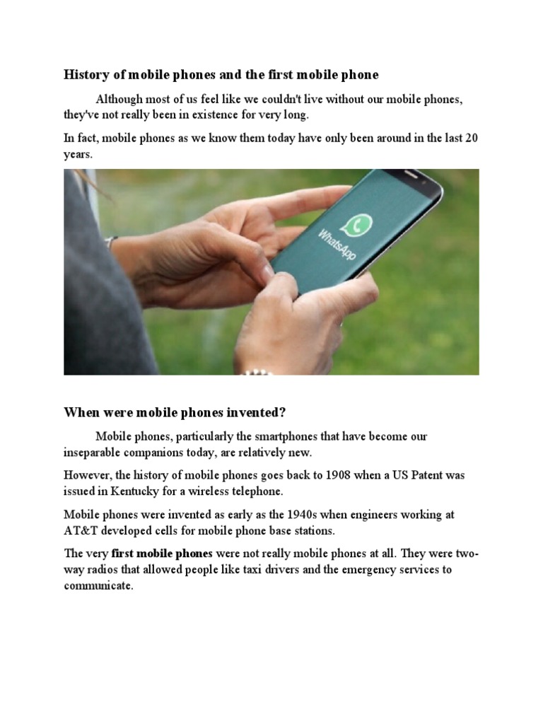 History of Mobile Phones and The First Mobile Phone | PDF