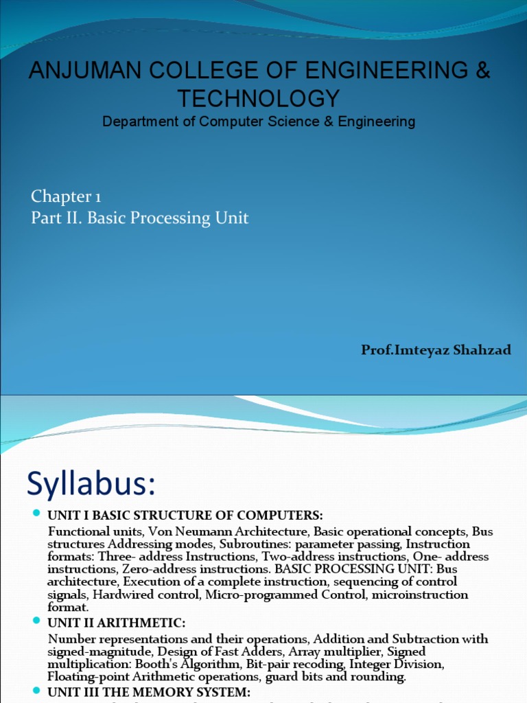 Anjuman College of Engineering & Technology: Part II. Basic Processing ...