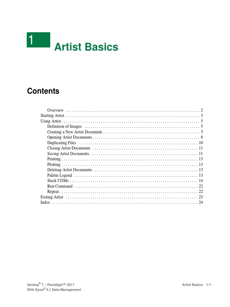 Artist Basics: Geolog 7 - Paradigm™ 2011 With Epos 4.1 Data Management ...