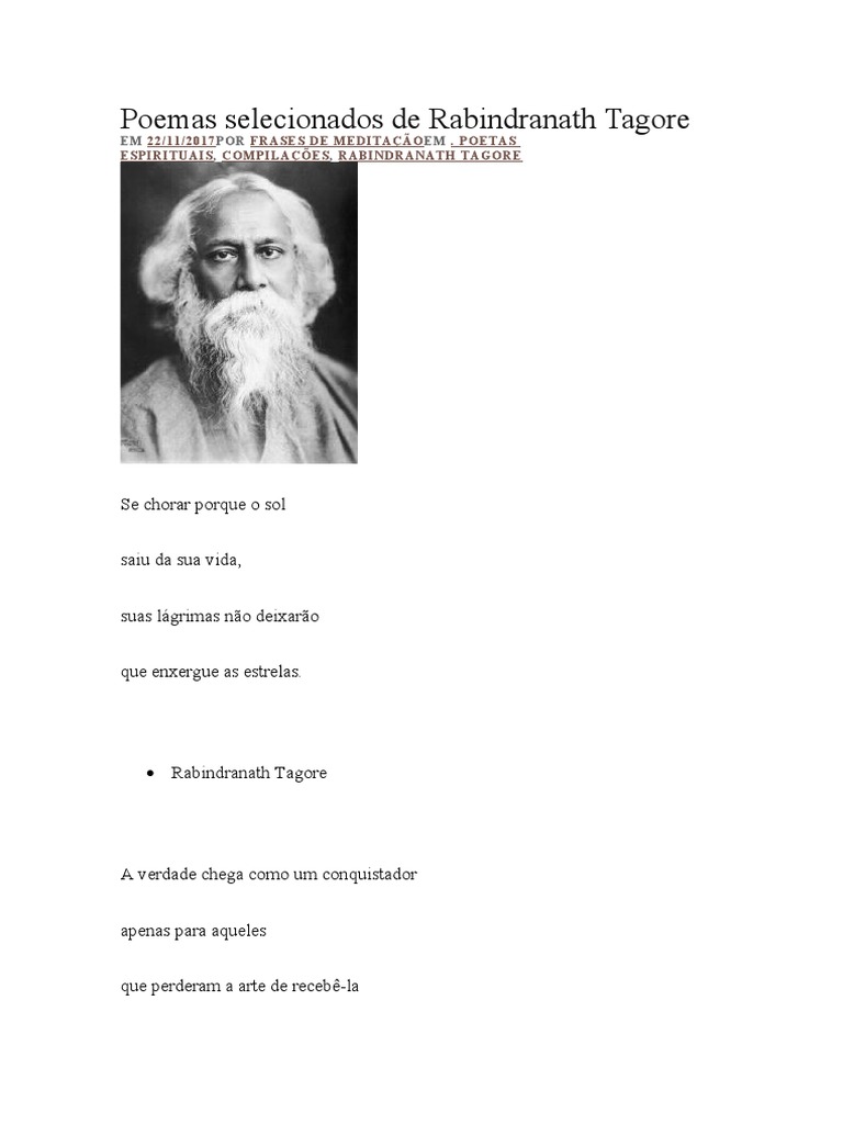 Poemas de Rabindranath Tagore | PDF | Amor | Rabindranath Tagore