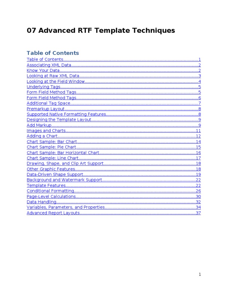 07 Advanced RTF Template Techniques | PDF | Hyperlink | Xml