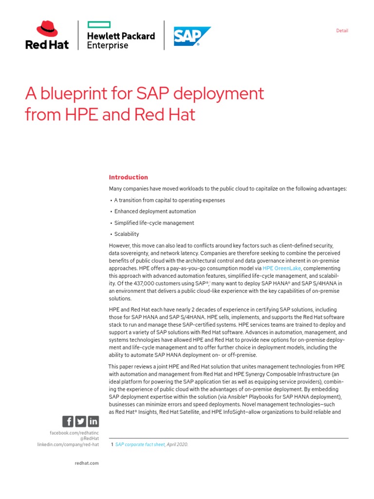 A Blueprint For SAP Deployment From HPE and Red Hat ...
