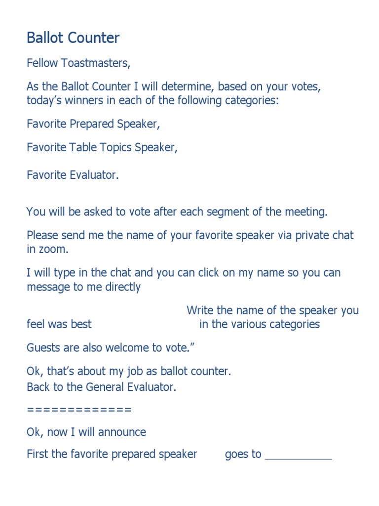Ballot Counter Script | PDF