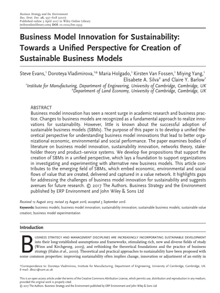 Business Model Innovation | PDF | Business Model | Sustainability
