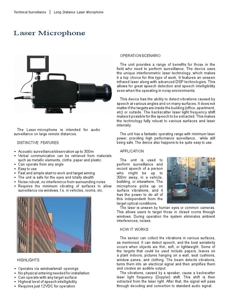 Technical Surveillance Long Distance Laser Microphone | PDF ...