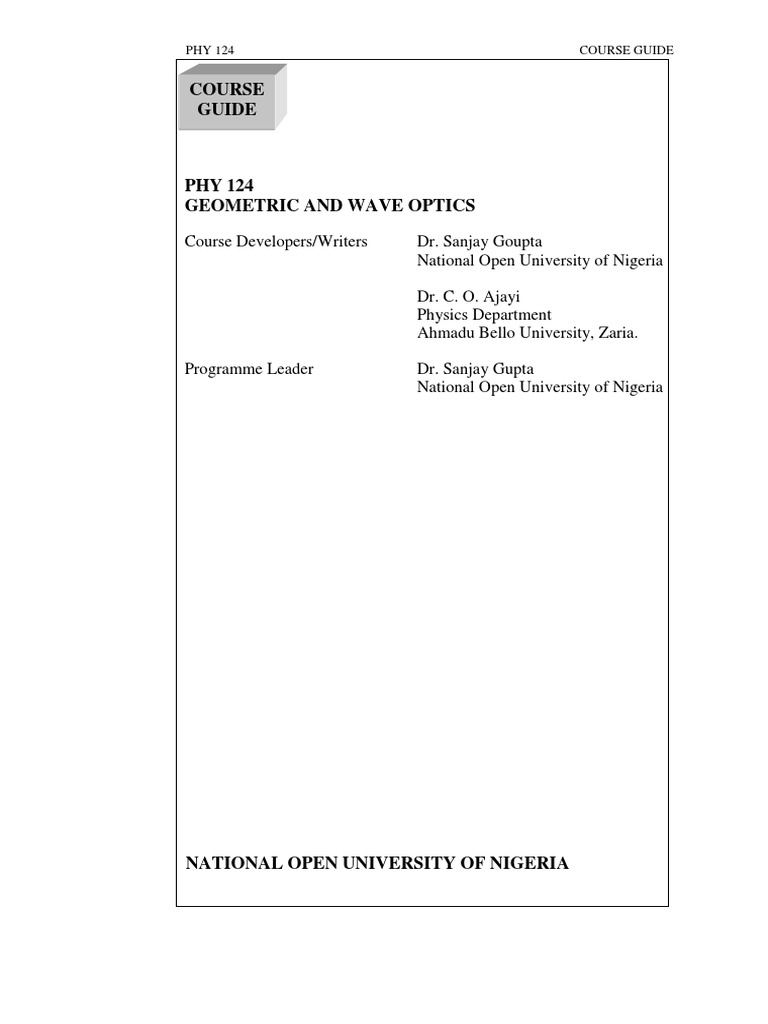 Phy 124 | PDF | Reflection (Physics) | Optics