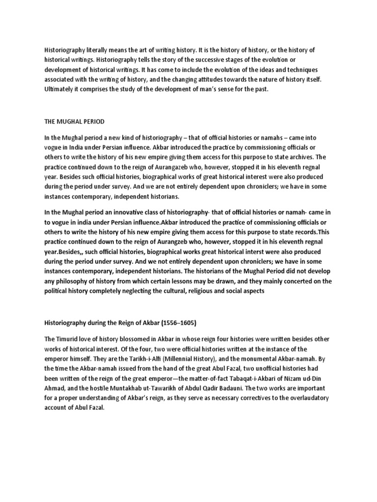 Historiography Literally Means The Art of Writing History | PDF ...