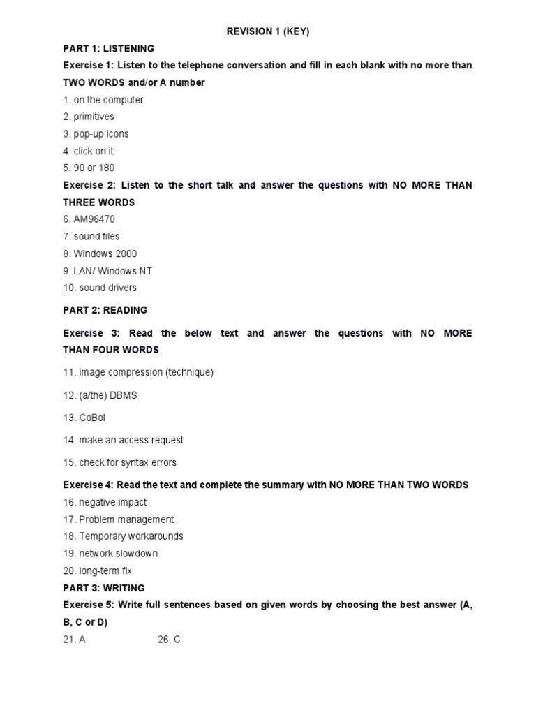 Revision 2 Key | PDF