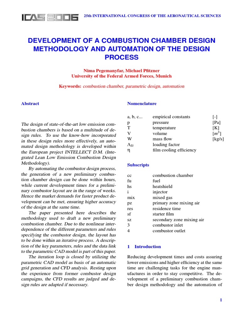 Development of A Combustion Chamber Design Methodology and Automation of The Design Process ...