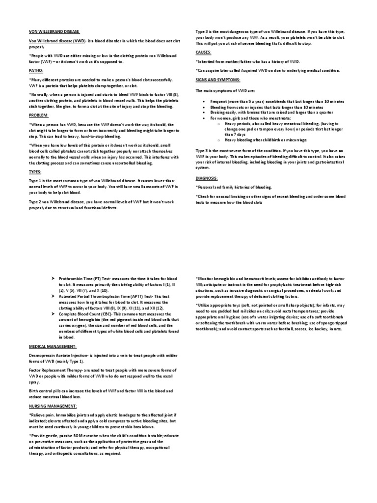 Understanding von Willebrand Disease: Types, Causes, Symptoms ...