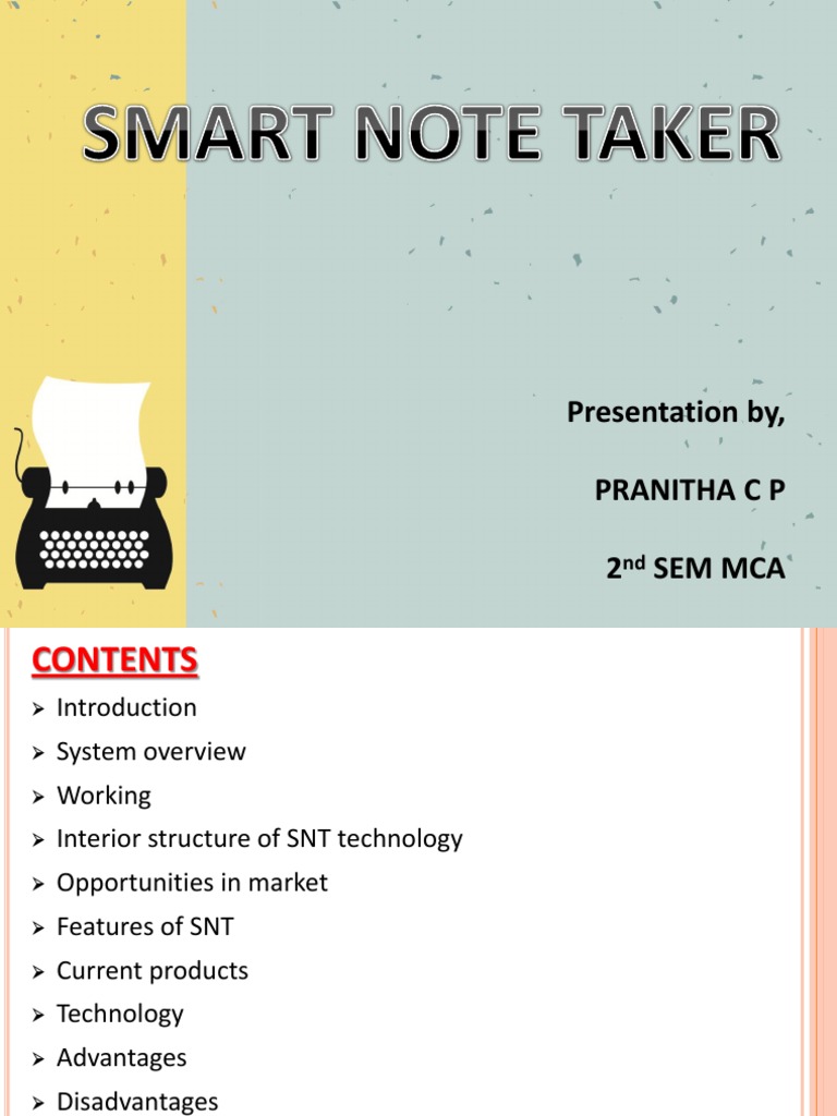 Smart Note Taker PPT 578efd034544d | PDF | Accelerometer | Personal Computers