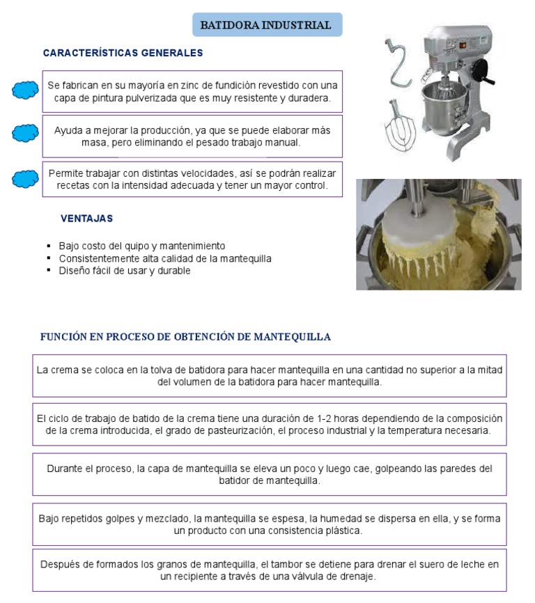 Batidora Industrial para Mantequilla | PDF | Cocina, comidas y vino ...