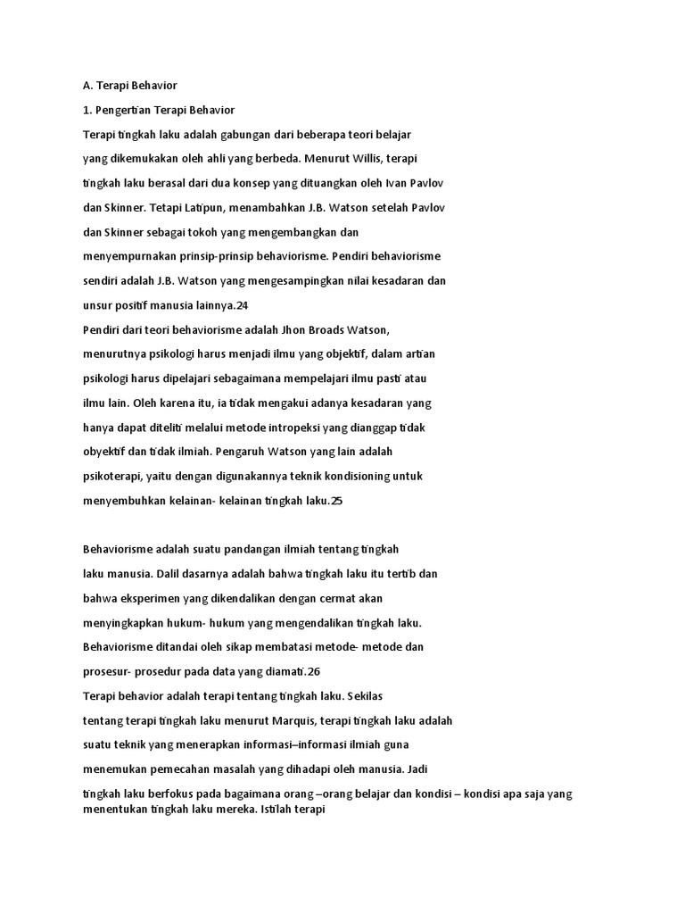 Ringkasan Terapi Perilaku | PDF
