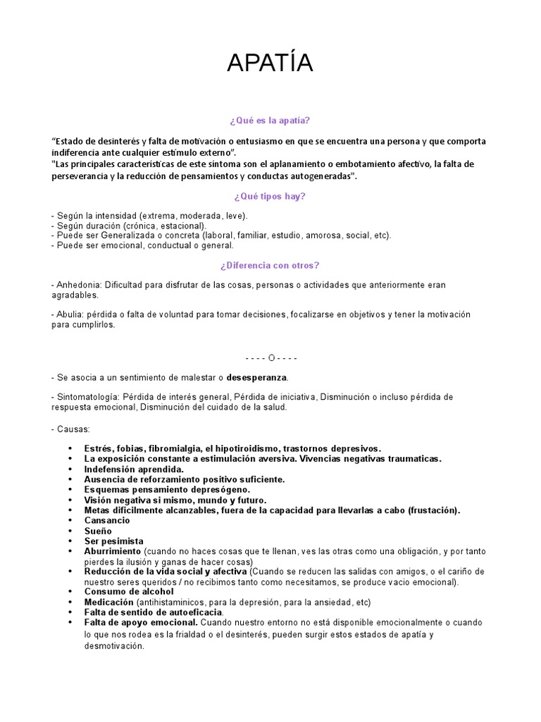 Comprendiendo la Apatía: Causas y Soluciones | PDF | Las emociones ...