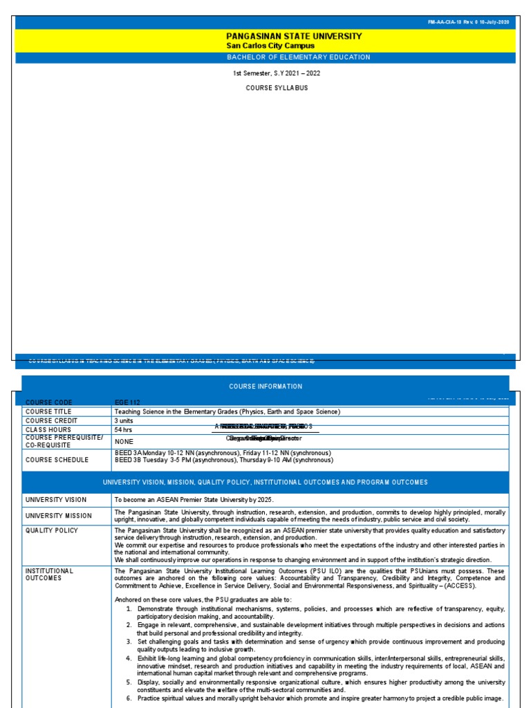 Teaching Science Syllabus for Elementary Grades | PDF | Competence ...