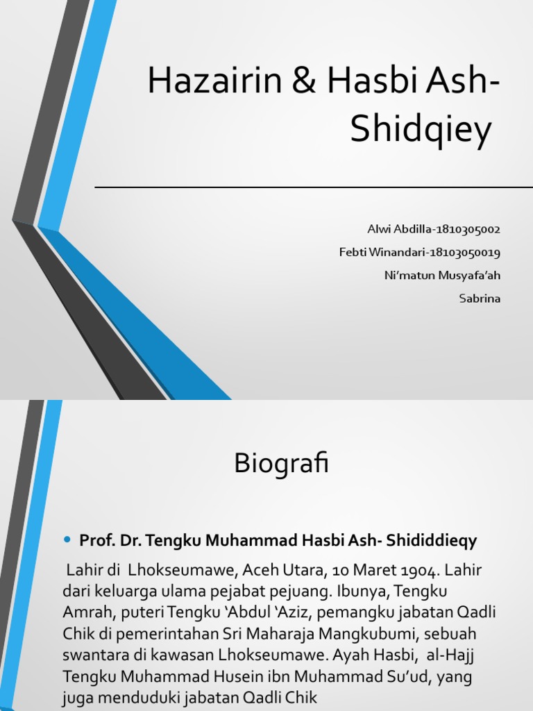 Biografi Hasbi Ash-Shiddiqi dan Hazairin | PDF