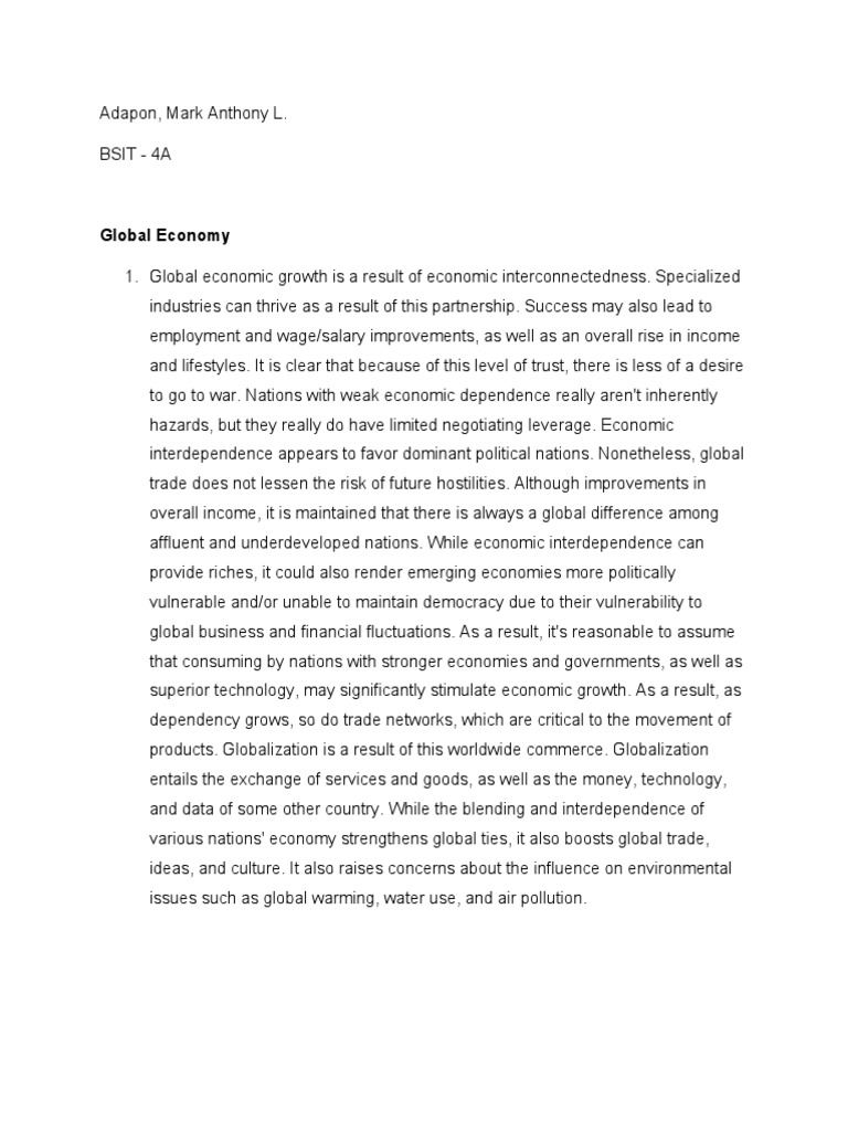 Quiz 2 | PDF | Globalization | Market (Economics)