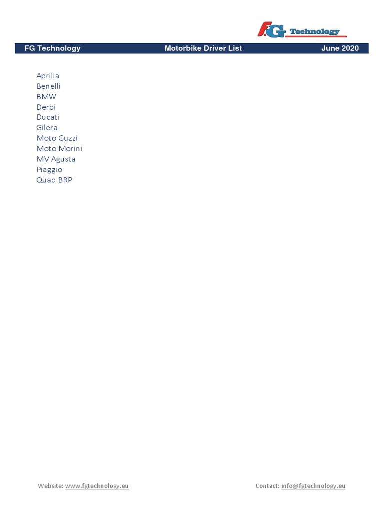 Fgtech Driver List Motorbike | Download Free PDF | Motor Vehicle ...