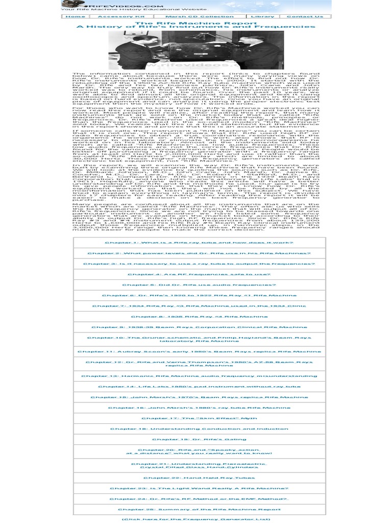 The Rife Machine Report-A History of Rife's Instruments and Frequencies ...