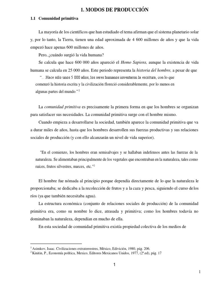 Tema 1 Modos de Producción | PDF | Feudalismo | Capitalismo