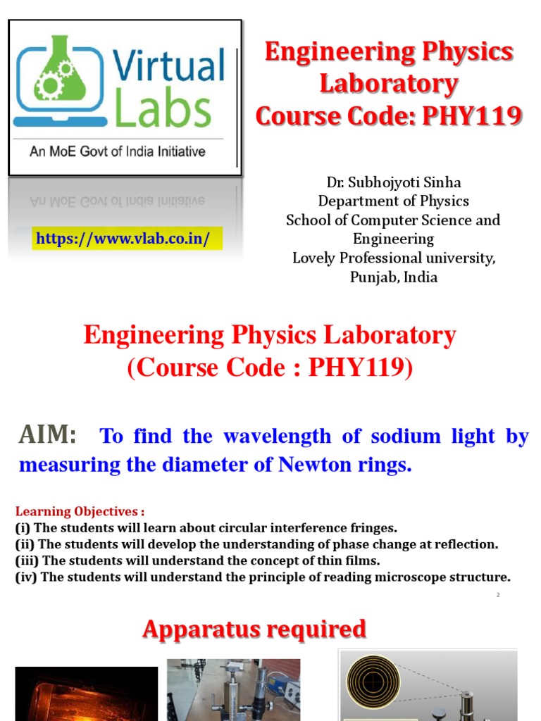 Engineering Physics Laboratory Course Code: PHY119 | PDF | Waves ...