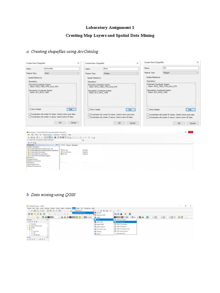 A Creating Shapefiles Using Arccatalog Laboratory Assignment 1 Creating Map Layers And Spatial