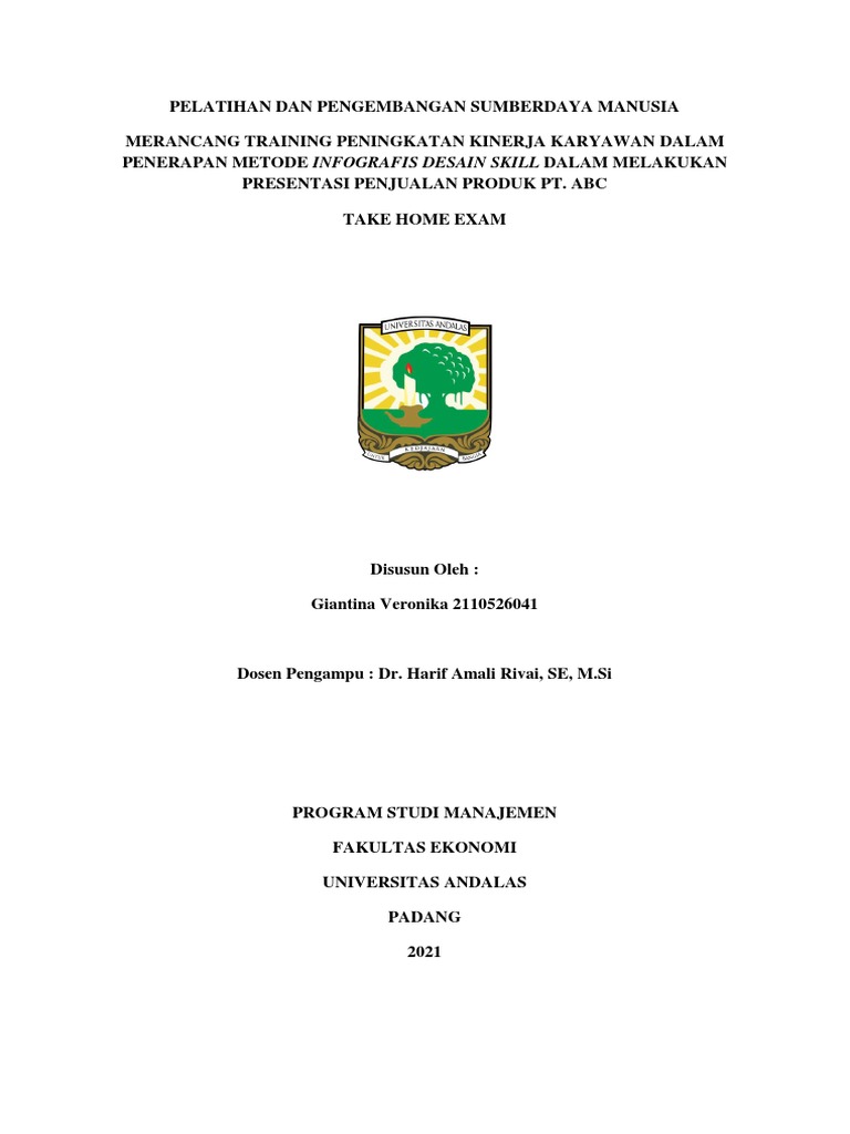 Uts - Take Home Exam - Giantina Veronika 2110526041 | PDF