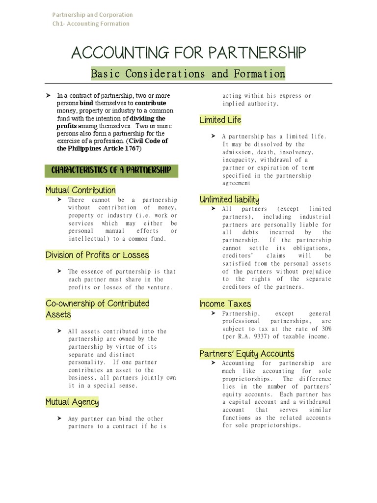 Partnership Accounting Fundamentals | PDF | Partnership | Debits And ...