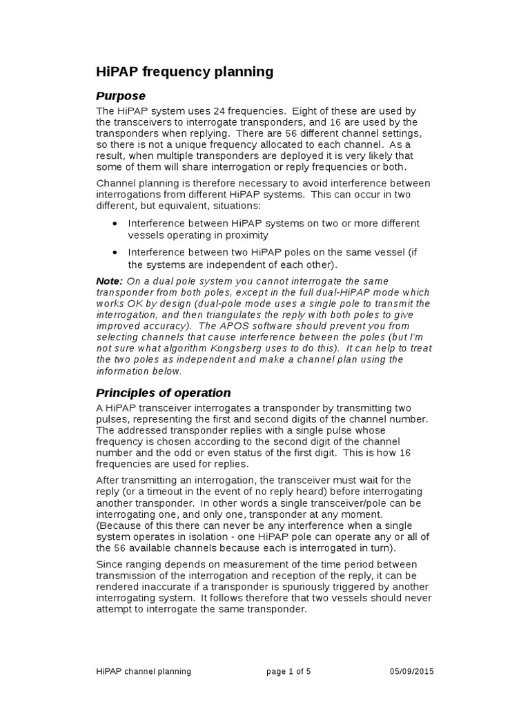 Hipap Frequency Planning: Purpose | PDF | Transponder (Aeronautics ...