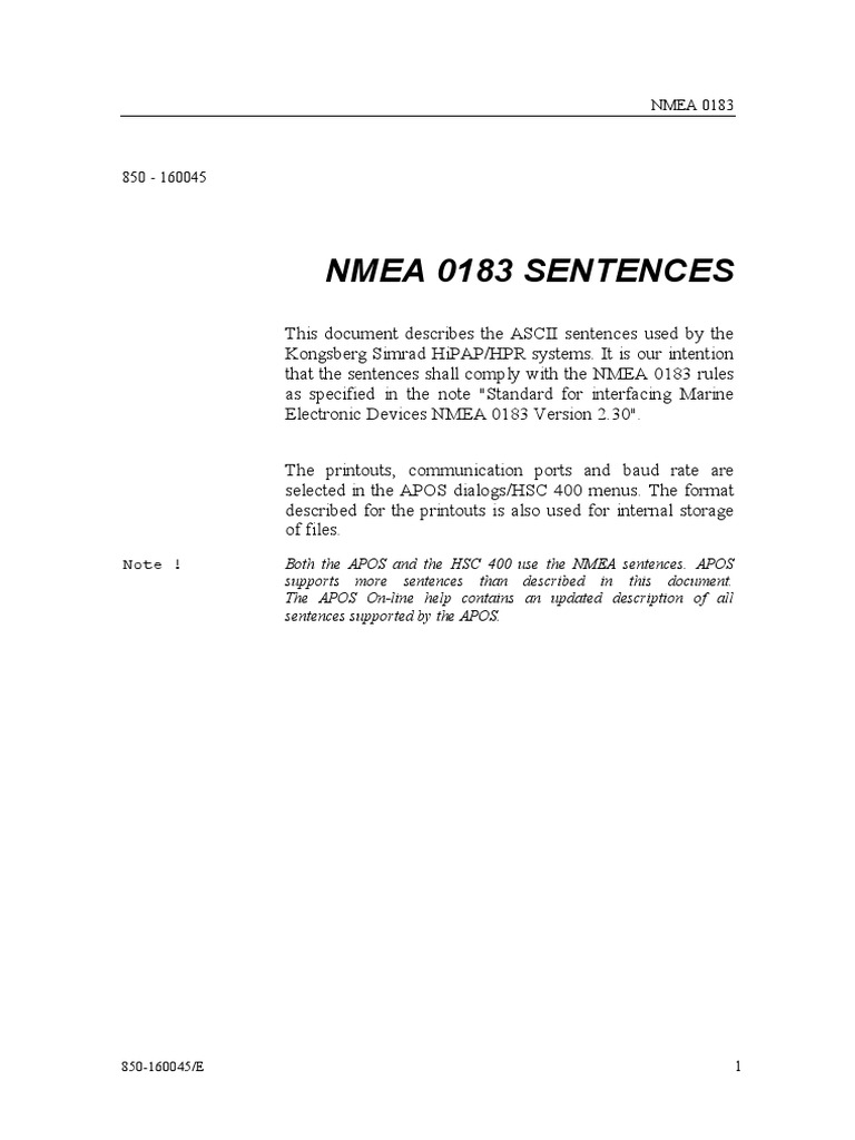 NMEA 0183 Sentences Guide | PDF | Computer File | Errors And Residuals