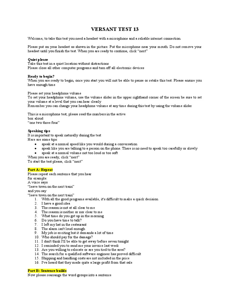 Versant Test 13 | PDF | Headphones | Coffeehouse