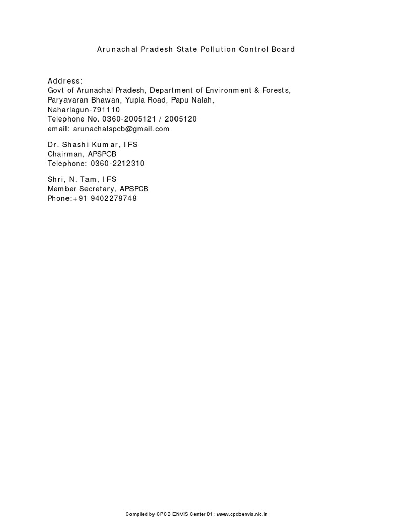 Arunachal Pradesh Pollution Control Board | PDF | Wellness