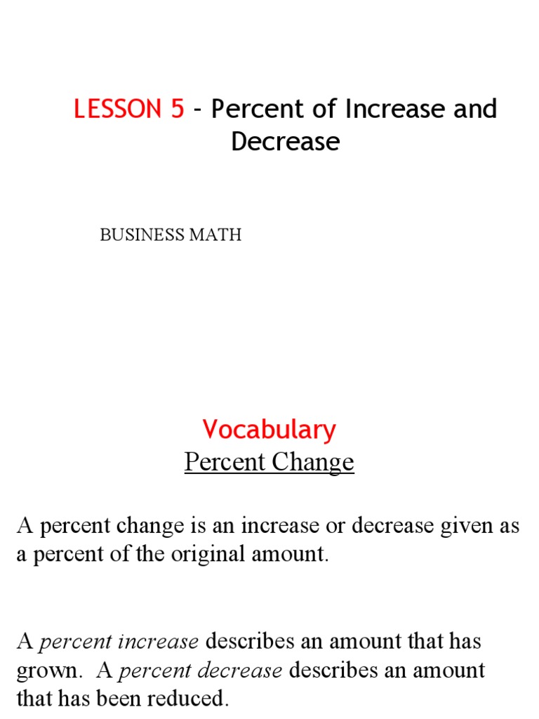 Percent Increase and Decrease Explained | PDF | Self-Improvement