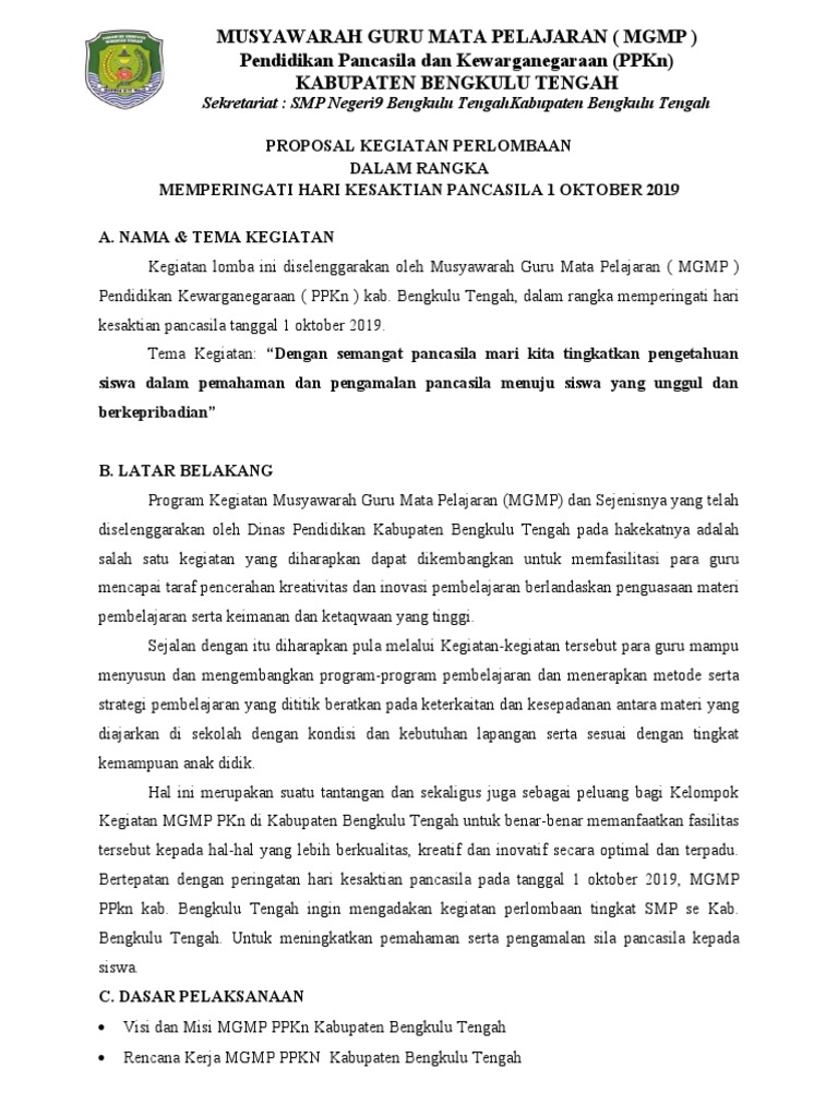 PROPOSAL Kegiatan Lomba MGMP PPKN | PDF