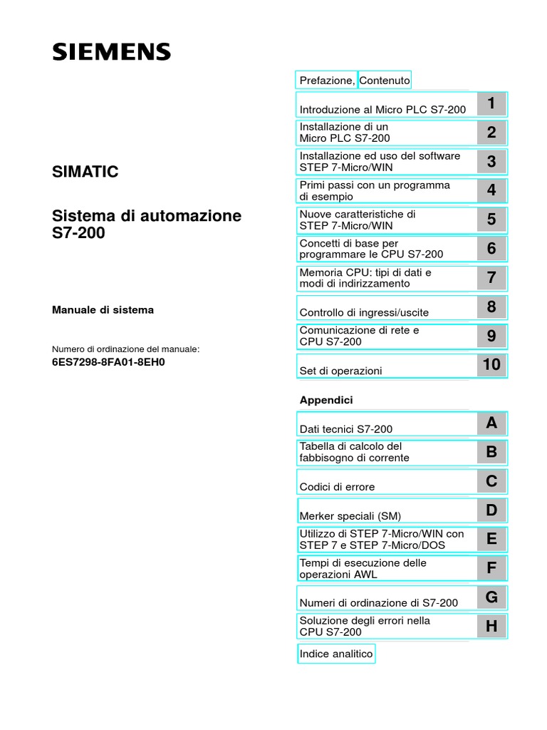 1 2 3 4 5 6 7 8 9 10 Sistema Di Automazione S7-200 Simatic | PDF